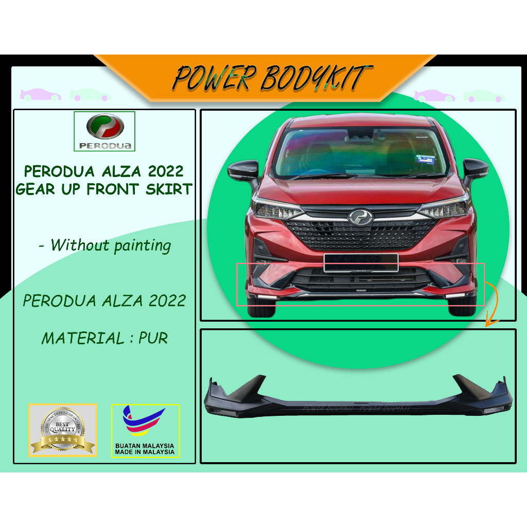 READY STOCK Perodua Alza 2022-2024 Gear Up Front Skirt 2022 2023 2024 ...