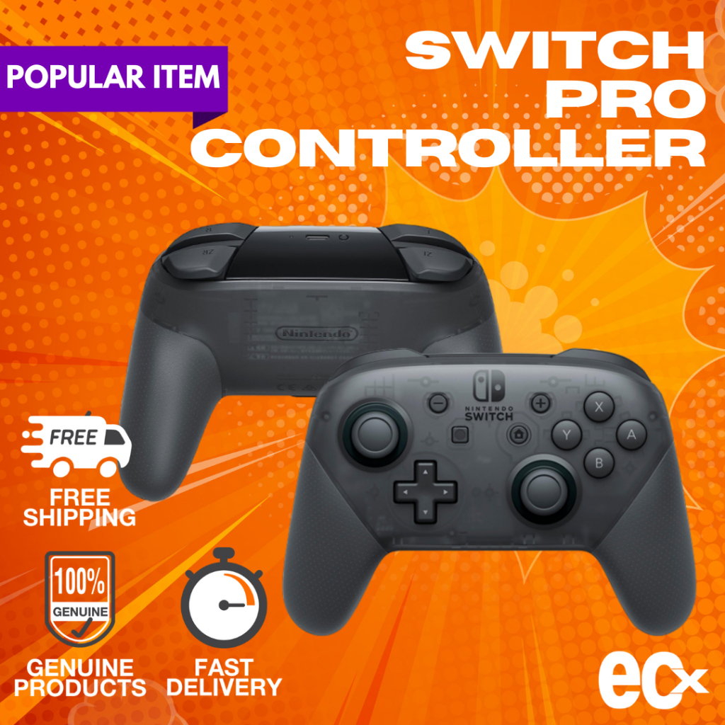 Nintendo Switch Pro Controller (ORIGINAL) Zelda / Black Pro Controller ...