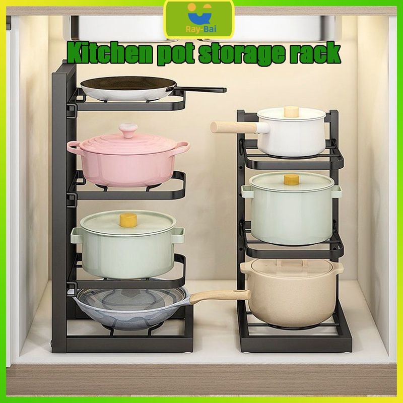 Adjustable Pot Rack Kitchen Under Sink Organizer Storage Rack Stainless ...