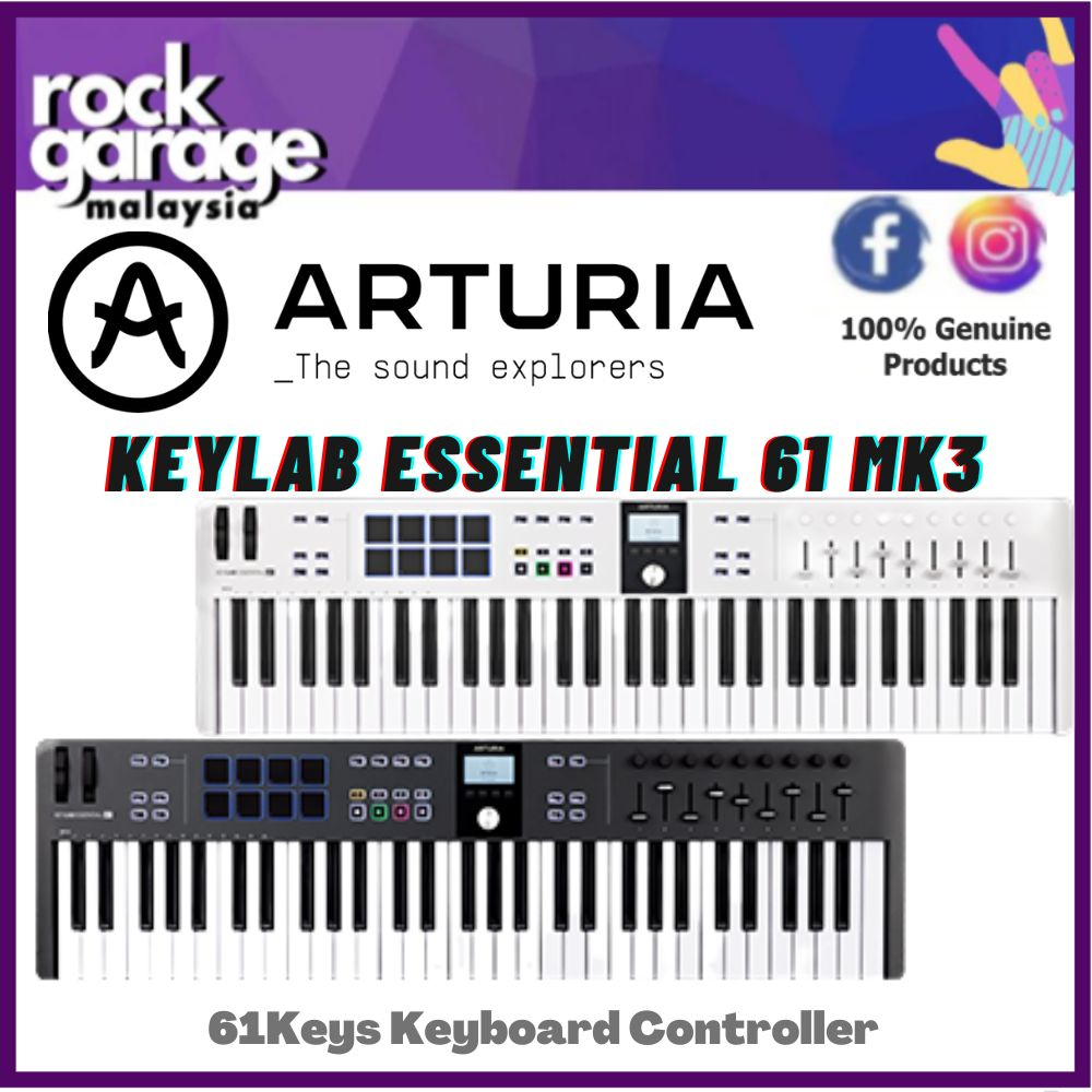 Arturia KeyLab Essential 61 MK3 Keyboard Controller, White / Black ...
