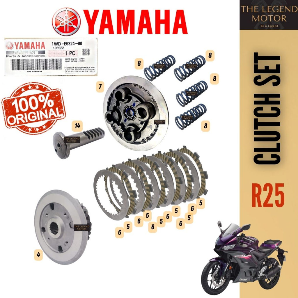 R25 YZF-R25 Clutch Plate Iron Plat Friction Besi Klac Spring Pressure ...