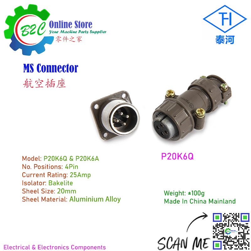 P20K6Q P20J6A 4Pin Cable Aviation Wire Connector 4 Position Bakelite ...