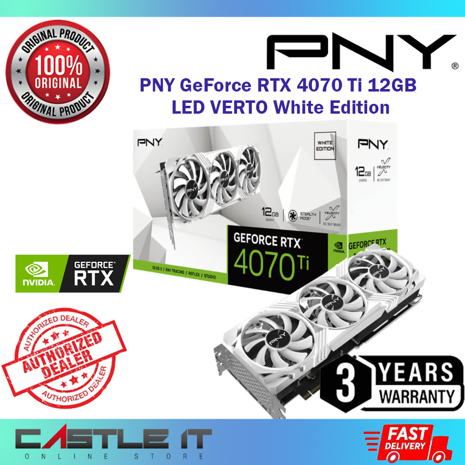 PNY RTX 4070 TI LED Verto WHITE Edition 12GB GDDR6X Nvidia GeForce ...