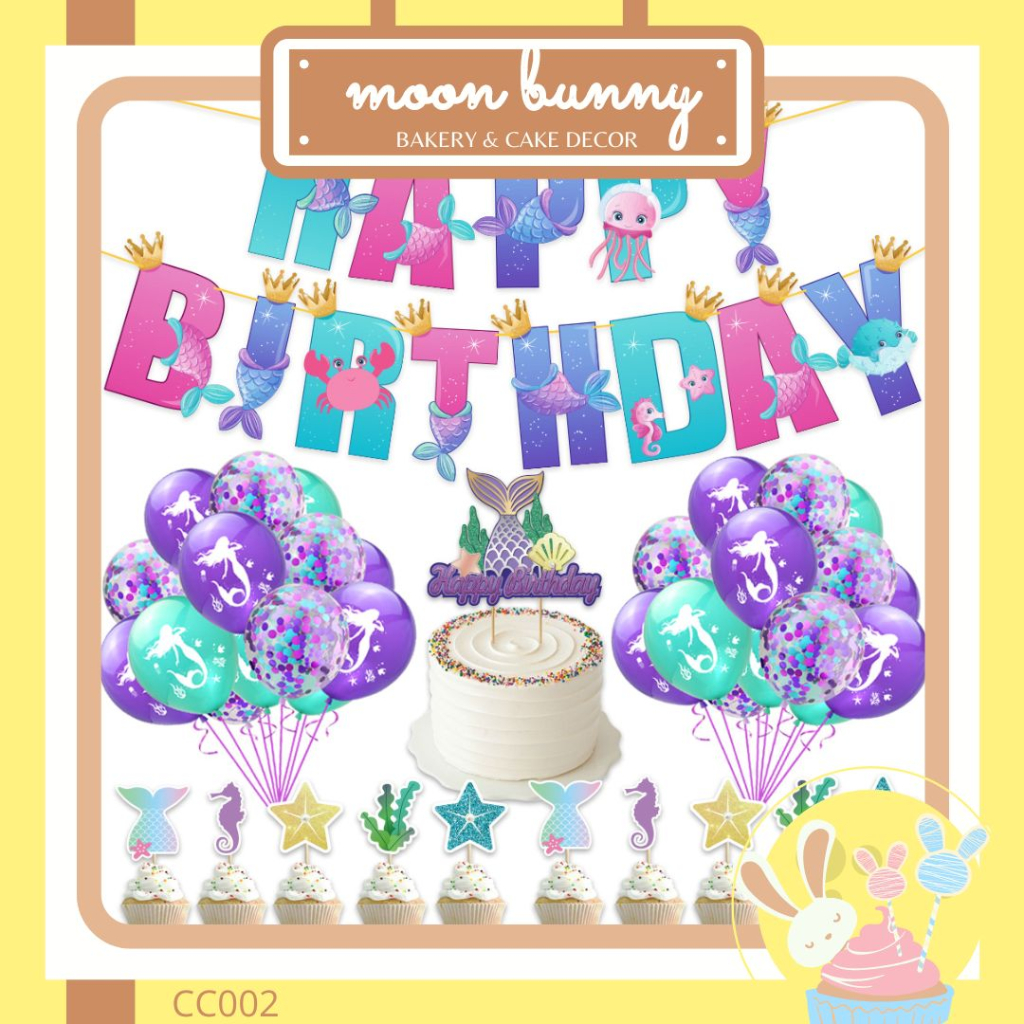 Mermaid Birthday Decoration Little Mermaid Party Decoration Banner Cake ...