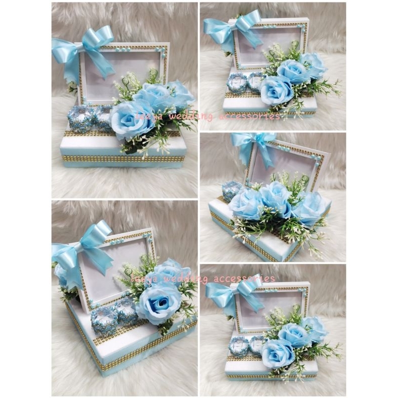 gubahan frame mas kahwin c/w 2 pc bekas cincin(baby blue) | Shopee Malaysia