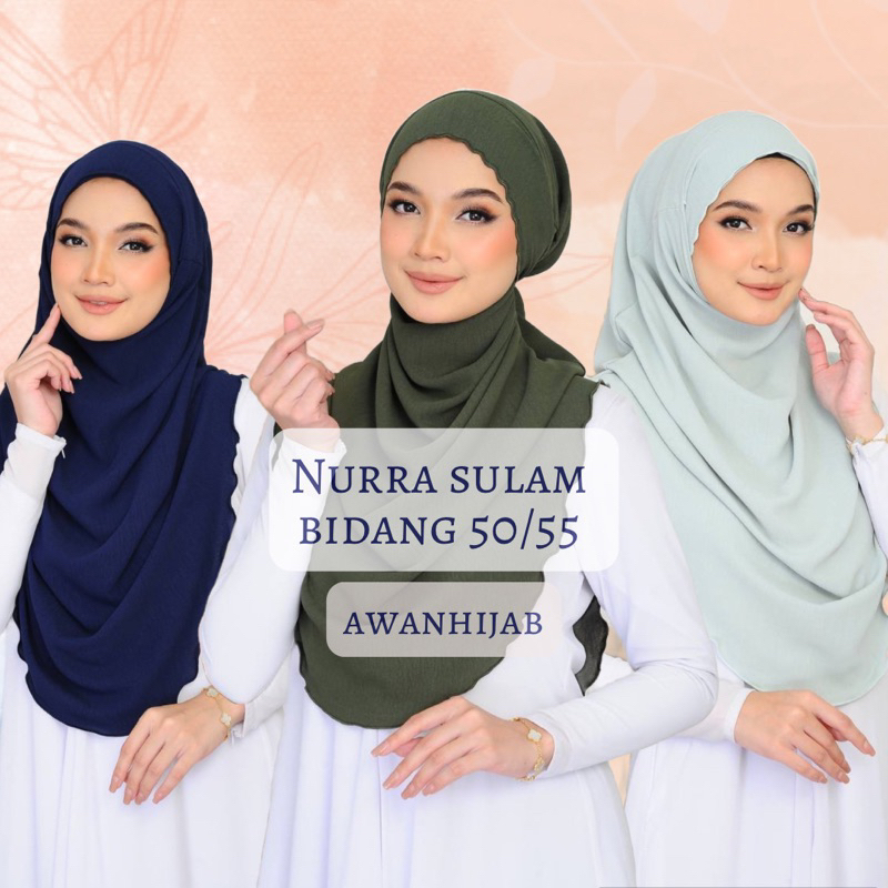 Tudung Nurra Sulam muka ikat belakang Bidang 50/55 (Tudung sulam ...