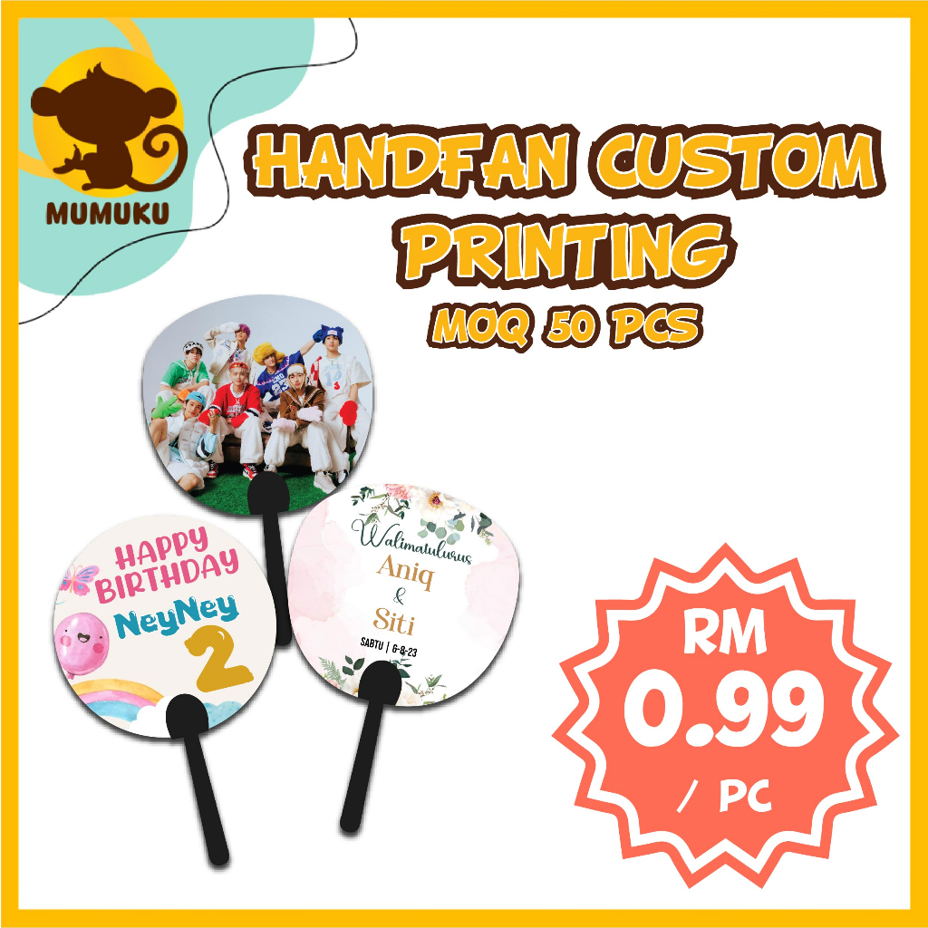 Hand Fan Custom Print | Kipas Tangan for Event | MOQ 50PCS | Wedding ...