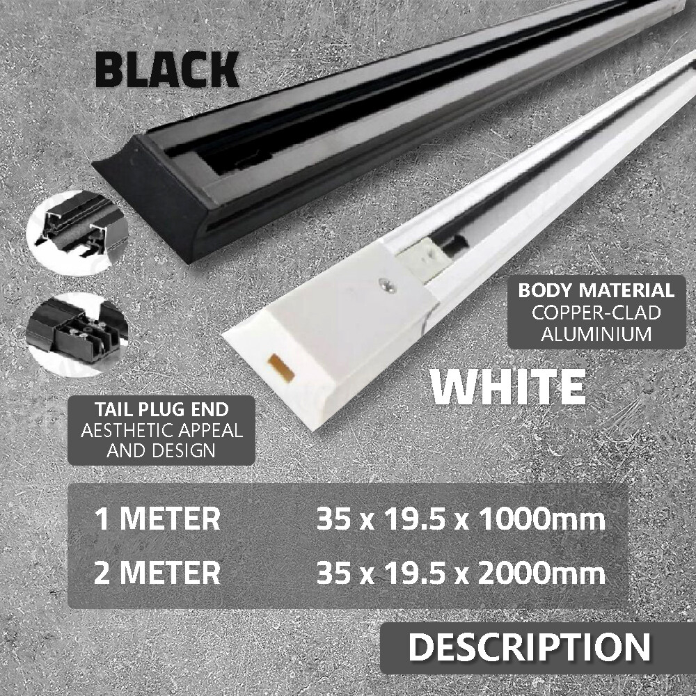 1 METER/2 METER BLACK/WHITE TRACK RAIL/TRACK BAR/TRACK JOINT FOR LED ...
