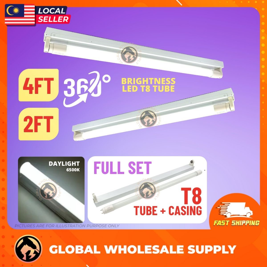 [FULL SET] 2FT 4FT T8 Lampu Kalimantang Set Led Tube Light Lampu Kalimantang LED Set Lampu ...