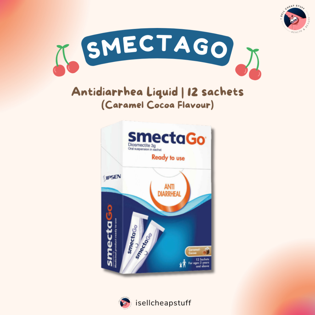 SmectaGo Antidiarrhea Liquid Cocoa-Caramel Flavour 12 sachets | Shopee ...