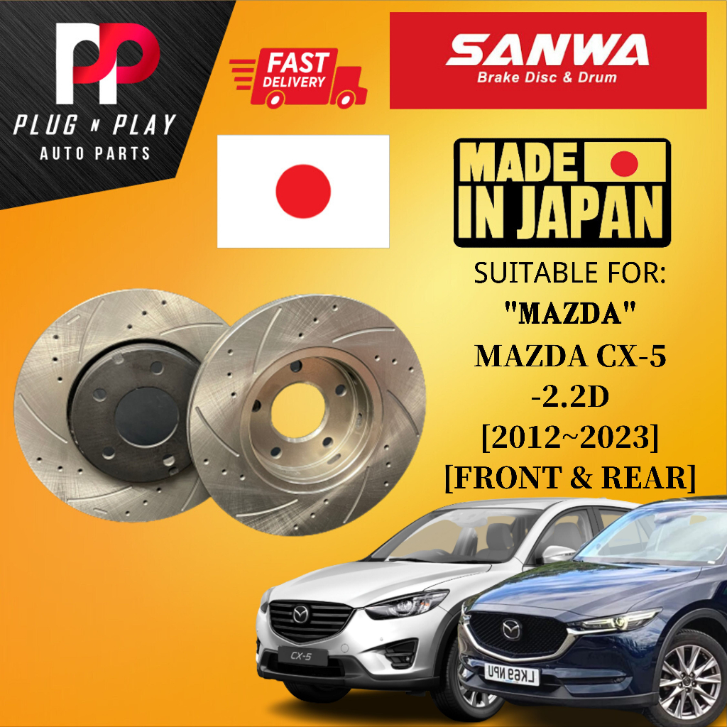 MAZDA CX-5 CX5 2.2D [2012~2023] FRONT / REAR DISC ROTOR SPORT SLOTTED ...