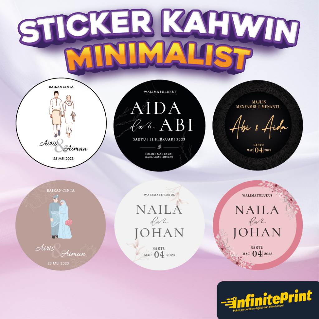 [ 100 PCS ] STICKER DOORGIFT KAHWIN / TUNANG MINIMALIST SIMPLE MURAH ...