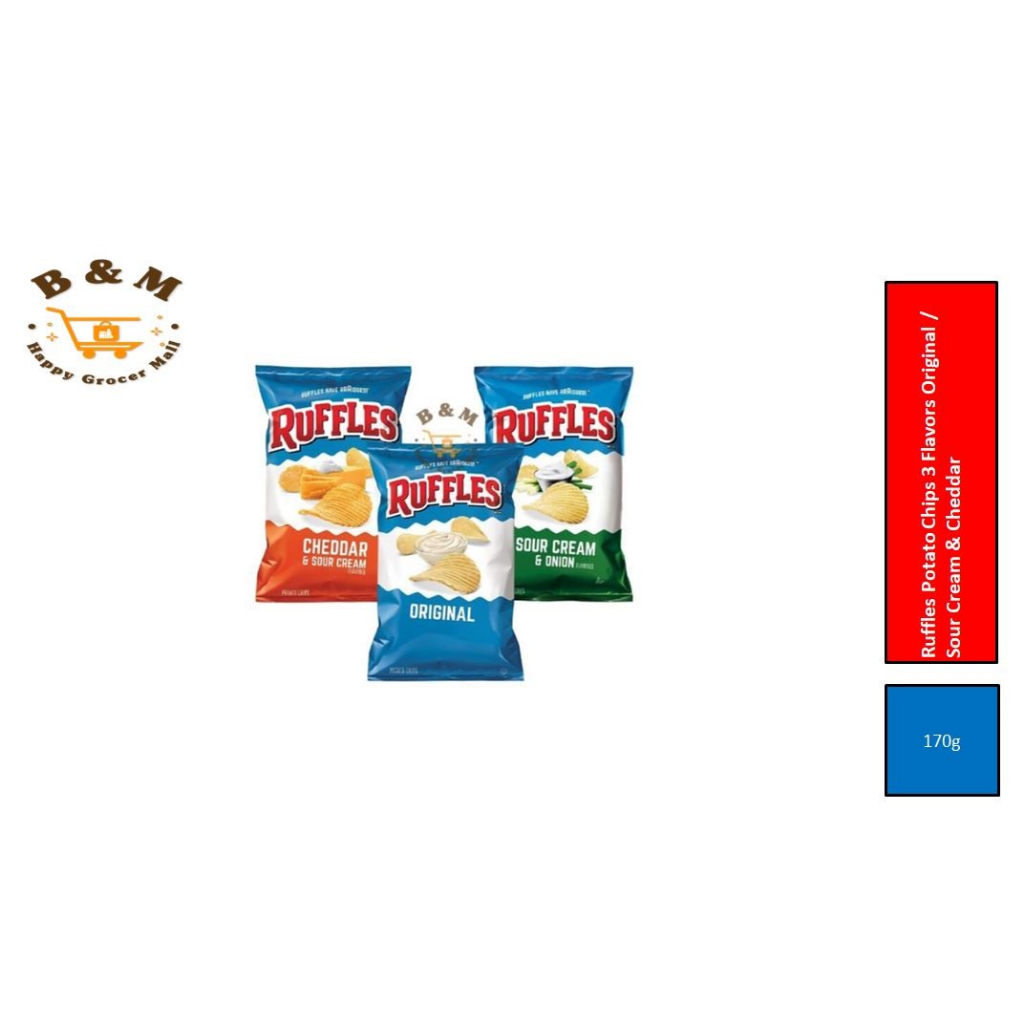 Ruffles Potato Chips 3 flavour Original/ Sour Cream & Onion Exp Dec24 ...