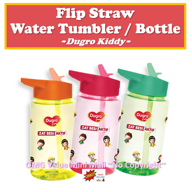 [Dugro] Kids Water Tumbler Bottle with Flip Nozzle Straw - 450ml ...