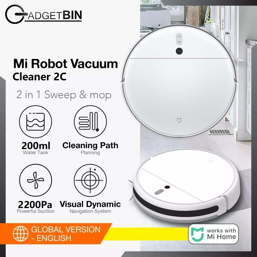 ENG Xiaomi XM Mi Mijia 2C 2-in-1 Vacuum & Mop Robot Vacuum Cleaner With ...