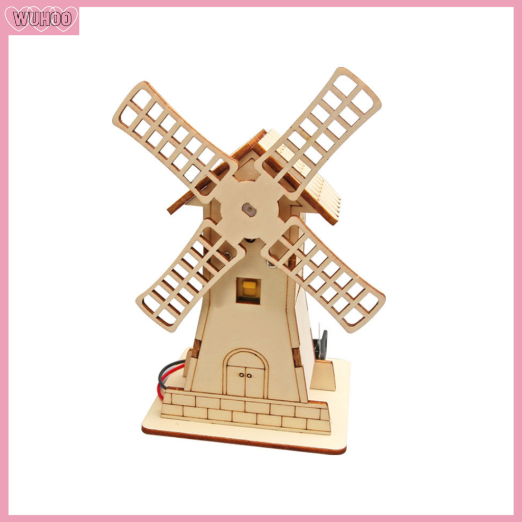 STEM EDUCATION DIY Wooden Windmill Cottage Creative Scientific Toys Kit ...