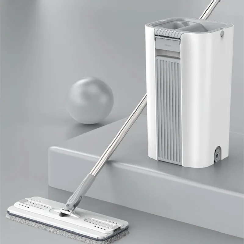 🍁READY STOCK🍁White Slim Scratch Mop Self-Wash And Squeeze Dry Flat Mop ...