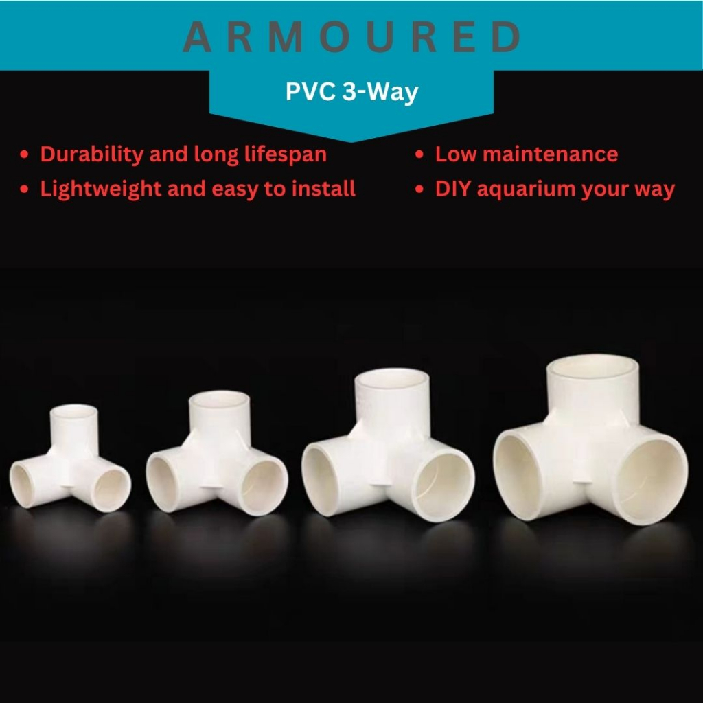 ⚠️[CHINA SIZE] PVC 3 Way Joint Connector for Pipe Fitting DIY Aquarium ...
