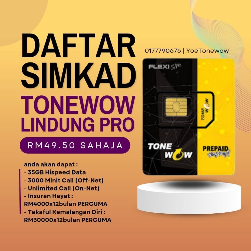 Simkad Tonewow Lindung 2.0 (Data+Call+Insurans) | Shopee Malaysia