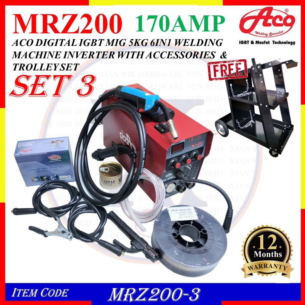MRZ200 ACO DIGITAL IGBT MIG 5KG 6IN1 WELDING MACHINE INVERTER WITH GAS ...