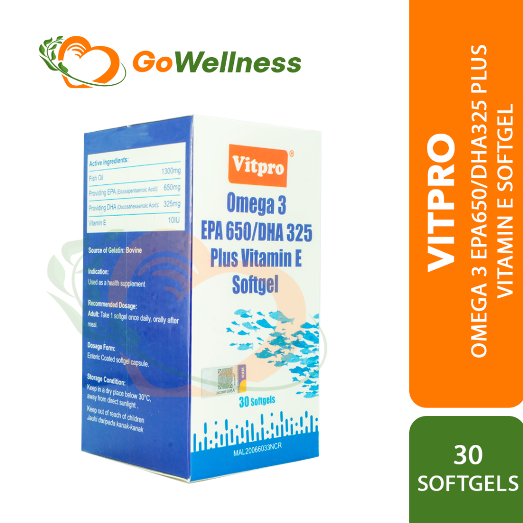 VITPRO OMEGA 3 FISH OIL EPA 650/DHA 325 PLUS VITAMIN E SOFTGEL ...
