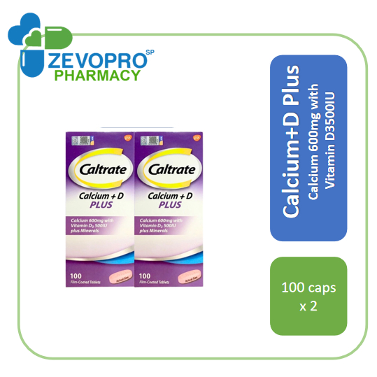 Caltrate Calcium D Plus Calcium 600mg With Vitamin D3 500iu 100 Caps X
