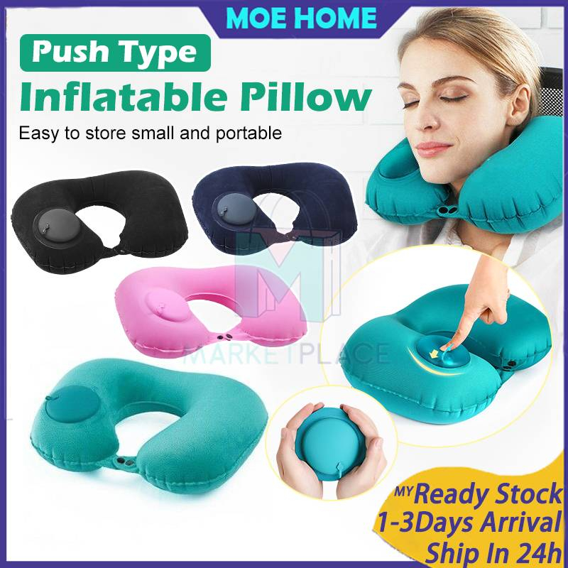 💖Portable U-Shaped Travel Pillow Air Inflatable Pillow Folding Neck ...