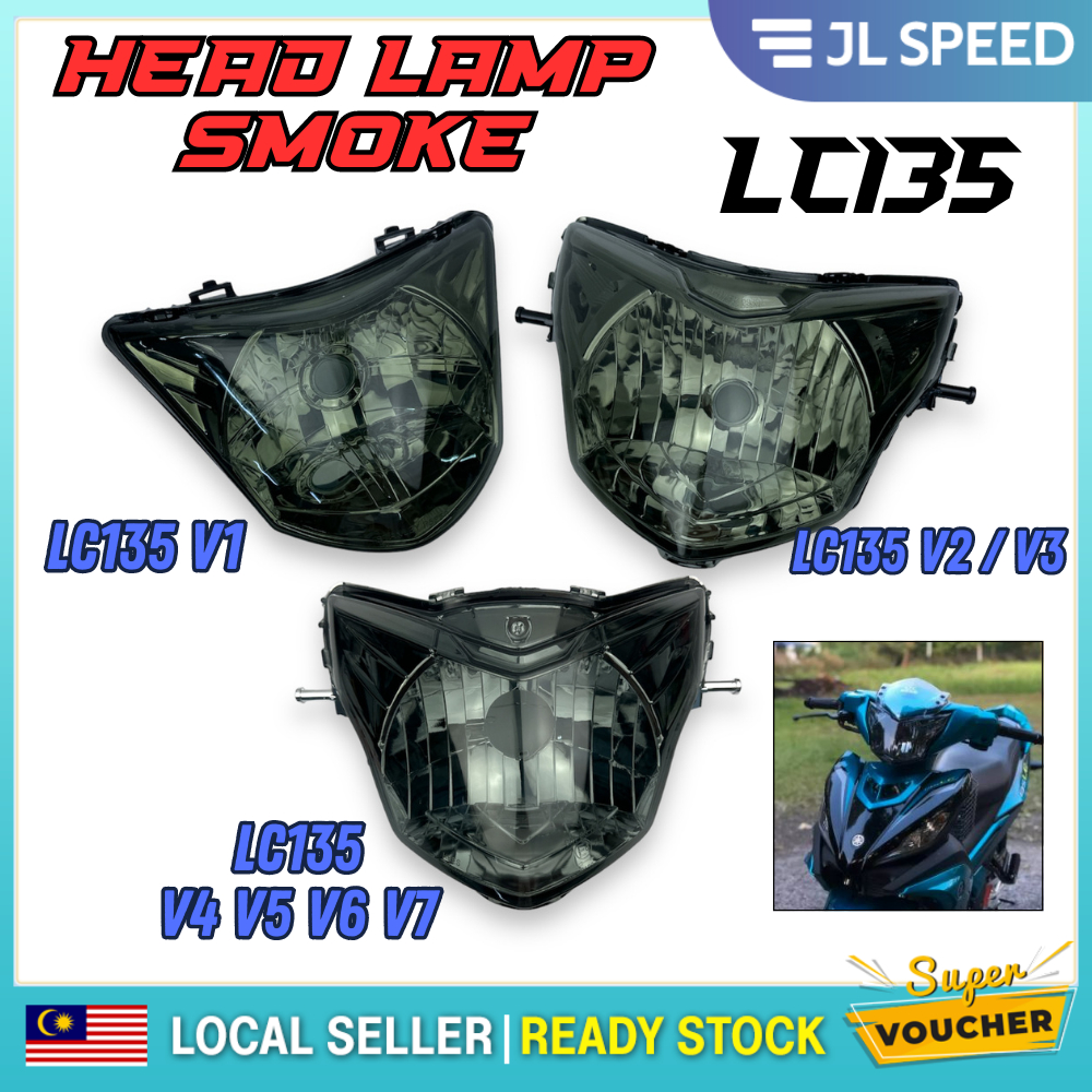 YAMAHA LC 135 HEAD LAMP SMOKE TINTED LAMPU DEPAN HEAD LIGHT ASSY LC135 135 LC V1 V2 V3 V4 V5 V6 ...