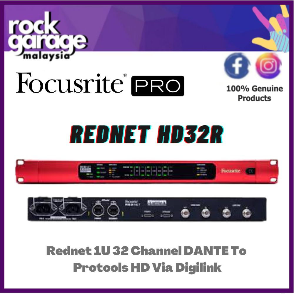 Focusrite Rednet HD32R Rednet 1U 32 Channel DANTE To Protools HD Via ...