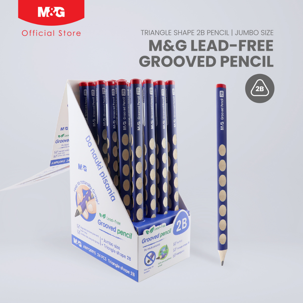 M&G Jumbo Triangular Grooved 2B Pencil – Writing Posture Correction ...