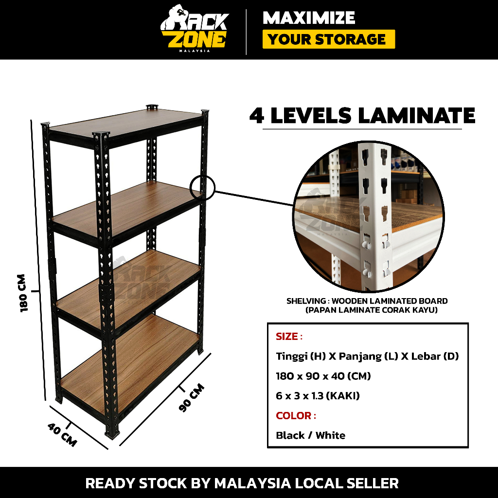 RACKZONE Home Rak Dapur Besi Bertingkat Serbaguna Boltless Rack Shelf ...