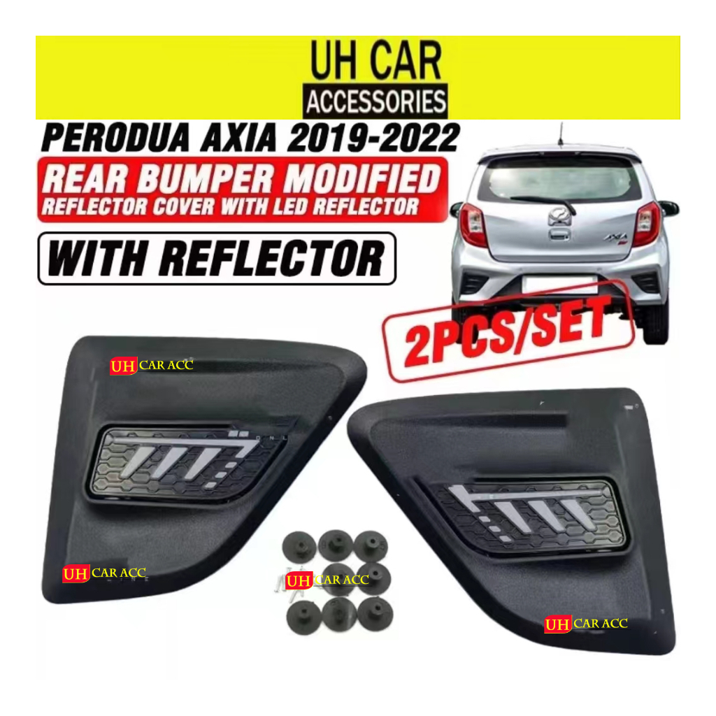 PERODUA AXIA 2019-2022 REAR BUMPER MODIFIED REFLECTOR COVER WITH LED ...