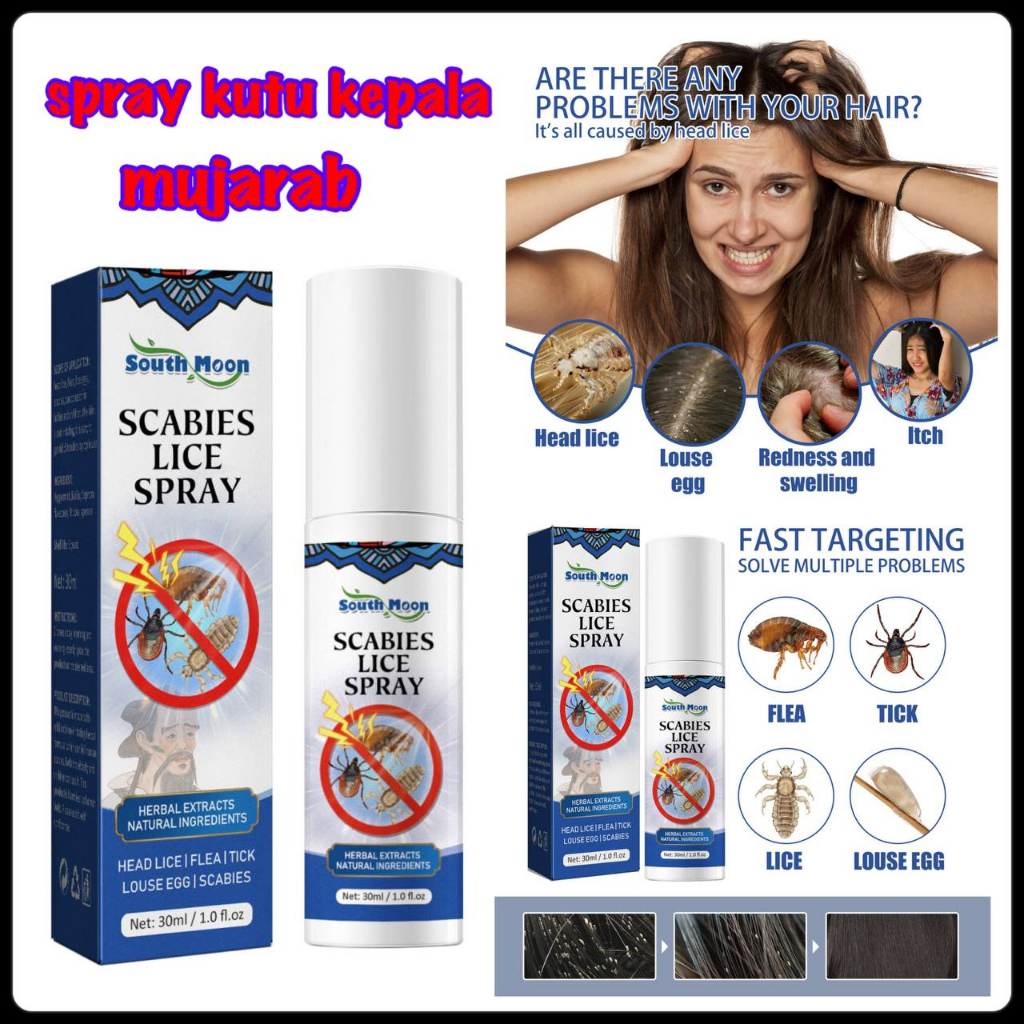 Head Lice Treatment Spray Kutu Rambut Kepala Berkesan Merawat Telur ...