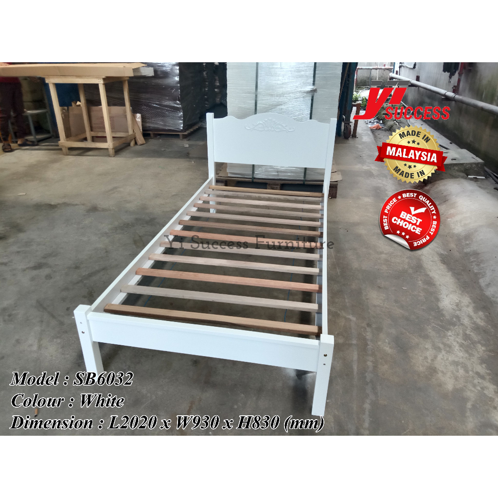 Yi Success Jeana Wooden Single Bed Frame / Solid Wood Single Bed ...