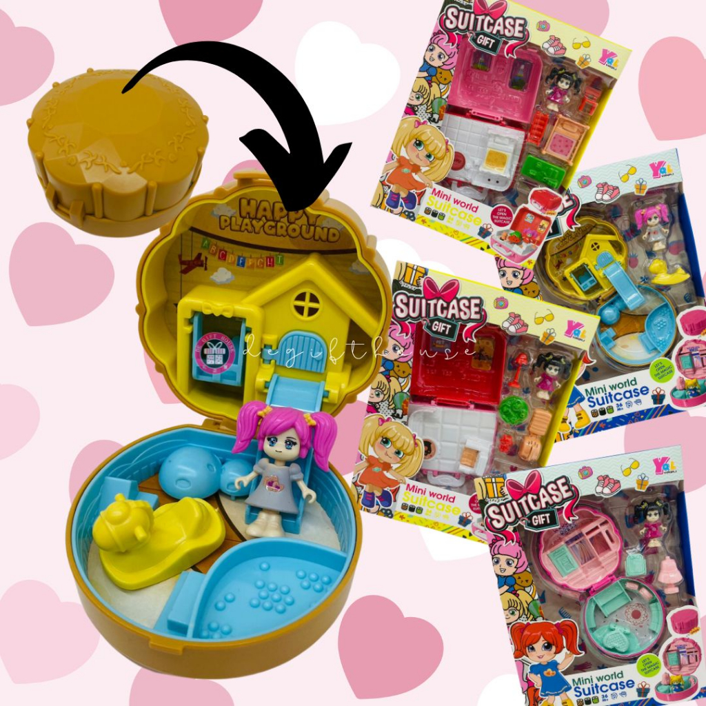 Children Pretend Portable Suitcase Mini World Toys Mainan Wedding Dress ...