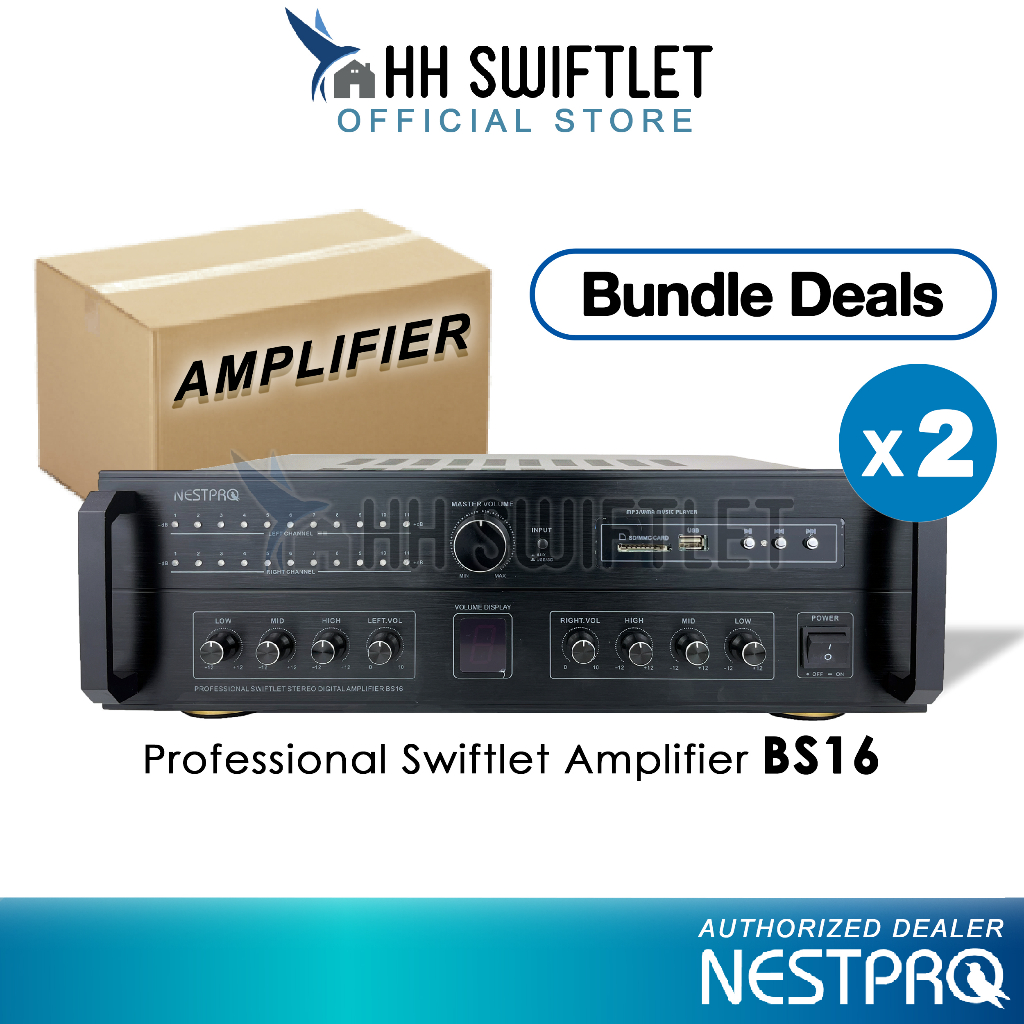 [Bundle of 2] Nestpro BS16 Swiftlet Professional Amplifier (100W ...