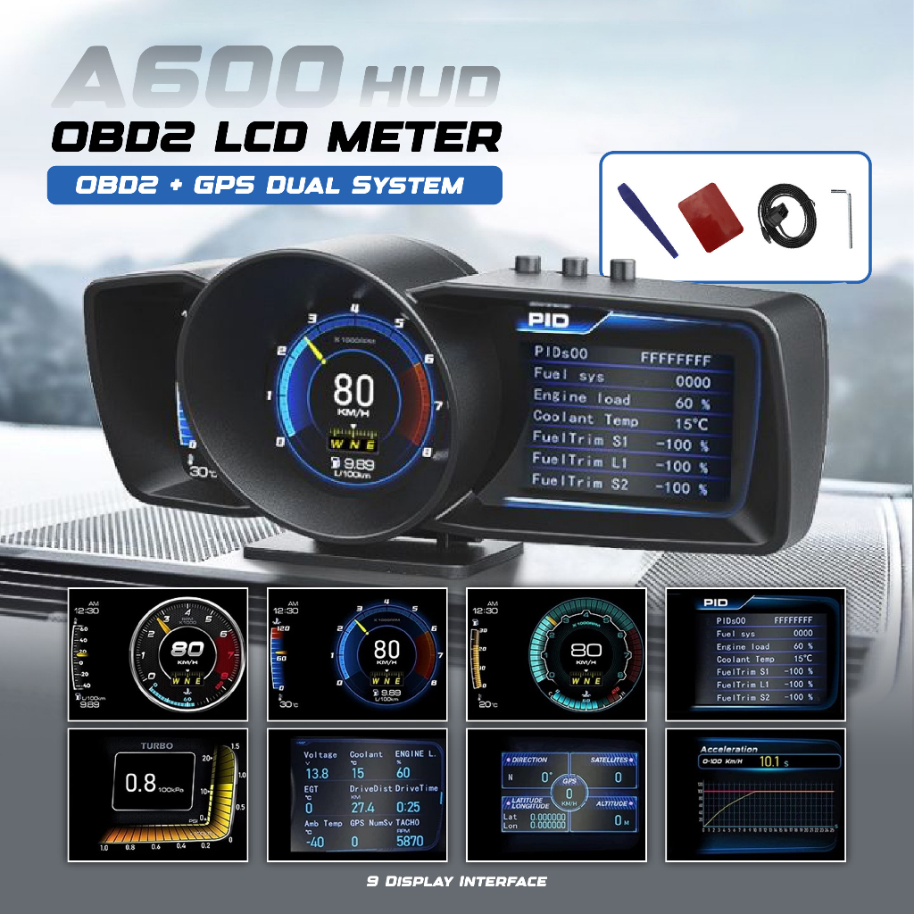 A600 OBD2 Meter Gauge Meter Car GPS Alarm Speed Head-Up LCD display ...