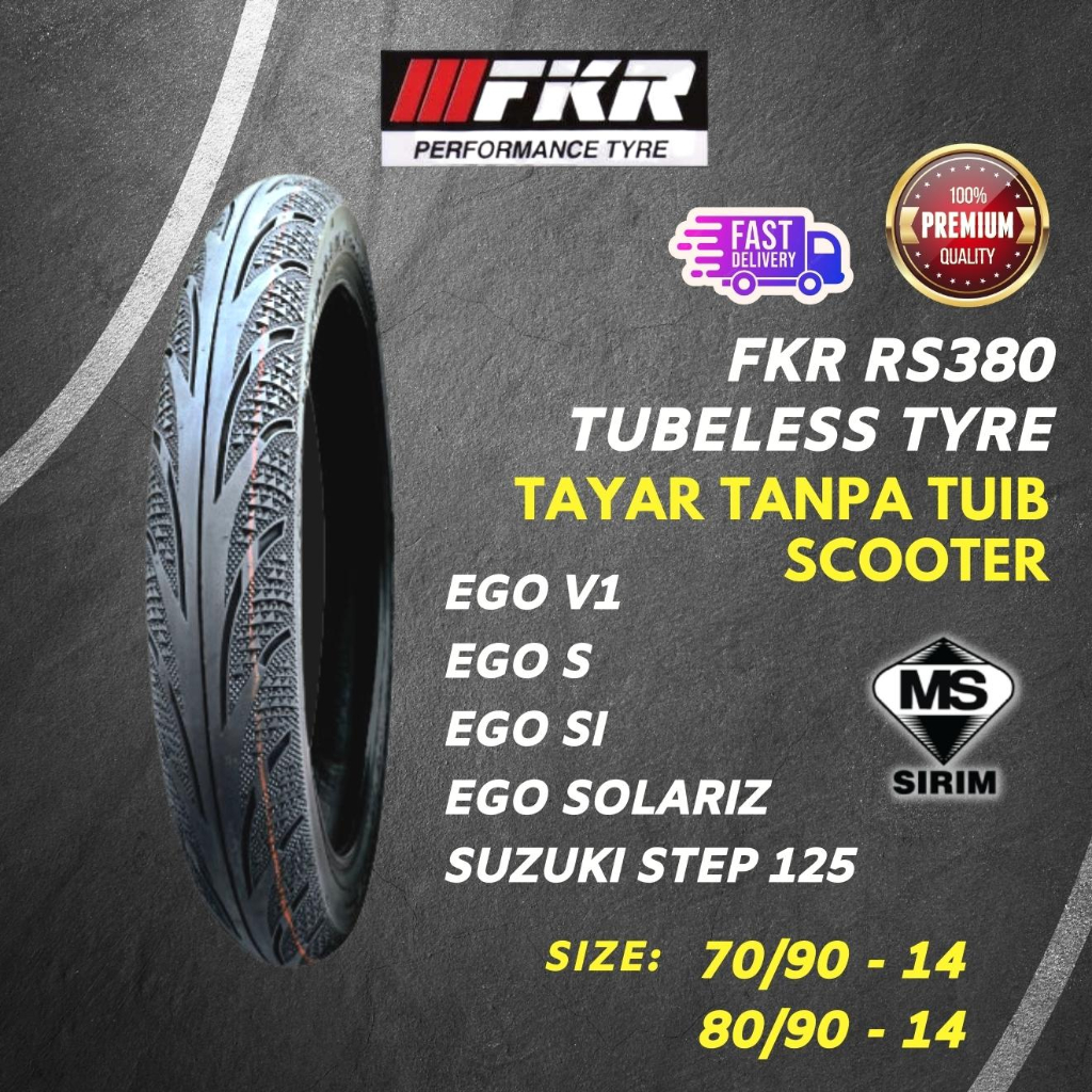 FKR Tubeless Scooter Tire RS380 Tayar Tanpa Tuib Motor Skuter Yamaha ...