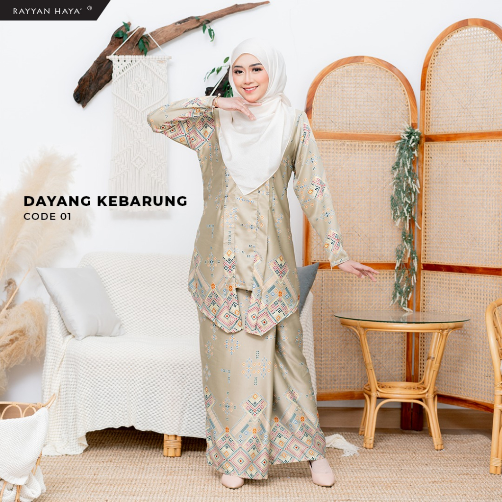 SALE RAYA Rayyan Haya' Dayang Kebarung Cotton Long Sleeve Muslimah Wear ...