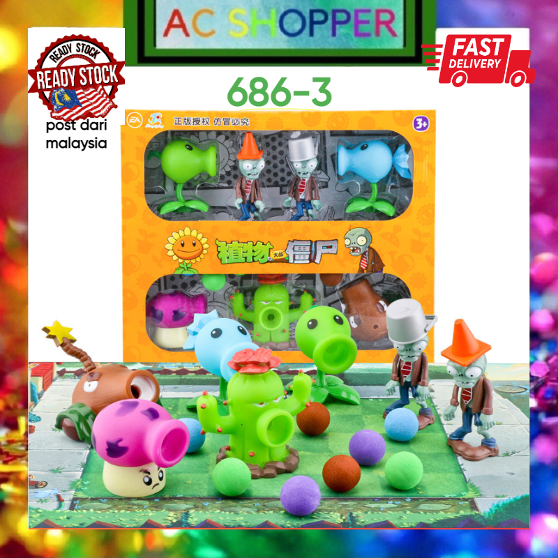 Plants VS Zombies 686-3 Mini Figures Action Shooting Play Set Toys Kids ...