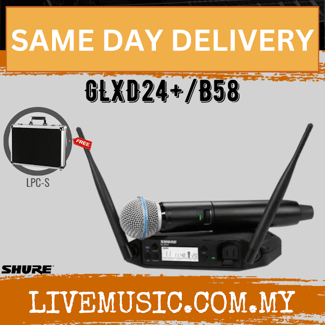 Shure GLXD24+/B58 Digital Wireless Handheld System with Beta 58A Capsule With LPC-S Case ...