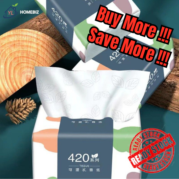 [4 Ply 220/420 Sheets] Soft Facial Tissue Paper Wood House Use Tissue ...