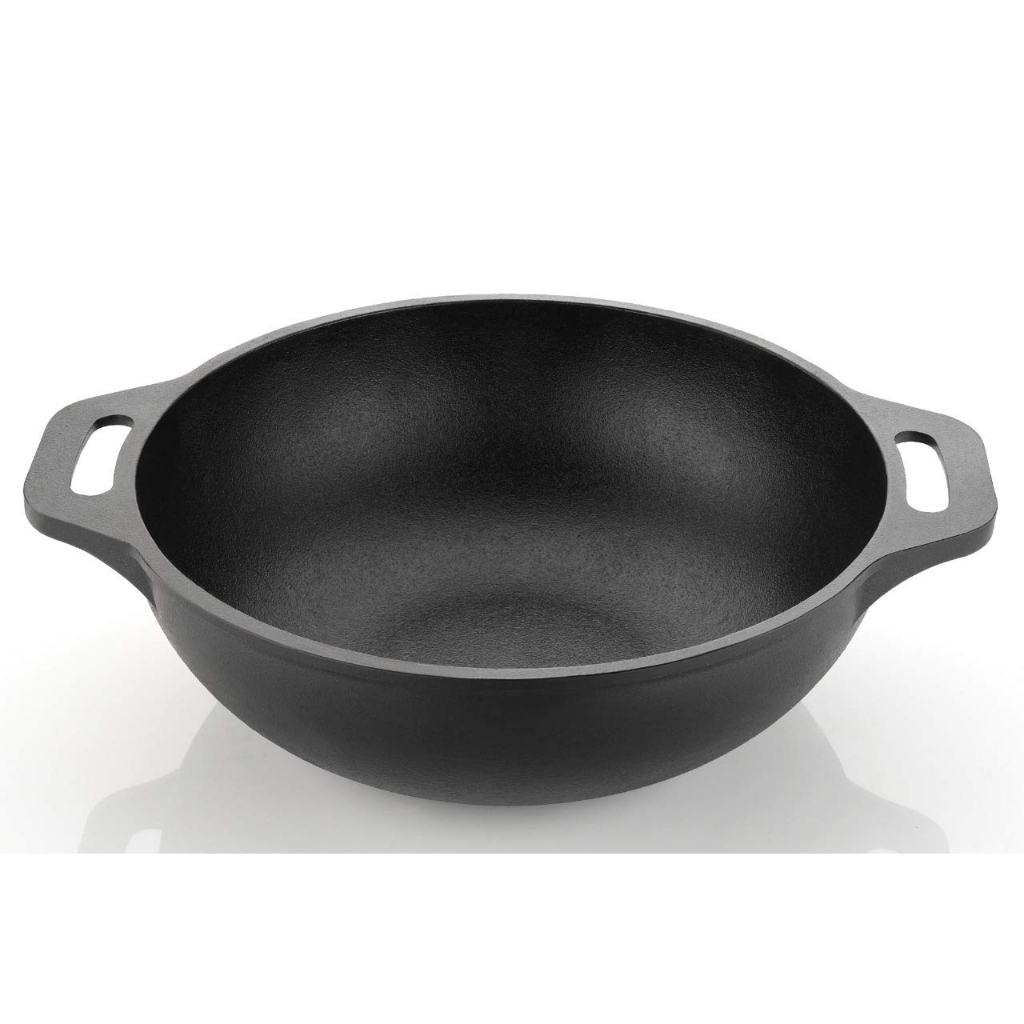 Khoobsoorat Double Seasoned Cast Iron 28cm Deep Kadai/Pot/Wok/ Skillet ...