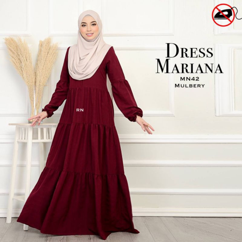 Dress/Mariana Dress/Baju Raya 2023/Dress Ironless/Jubah Dress Kembang ...
