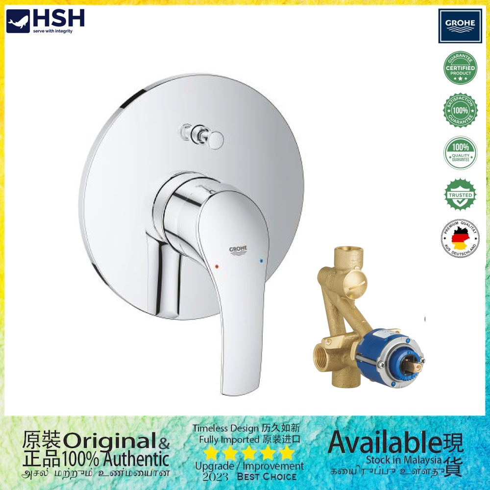 Original GROHE 19450002 Eurosmart Single-lever bath/shower mixer trim ...