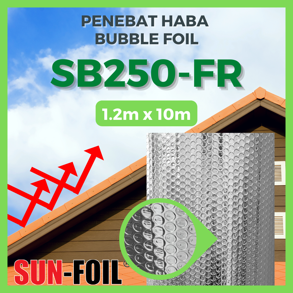 SUNFOIL SB250-FR [10m] Bubble Foil Series Bubble Aluminium Foil Penebat ...