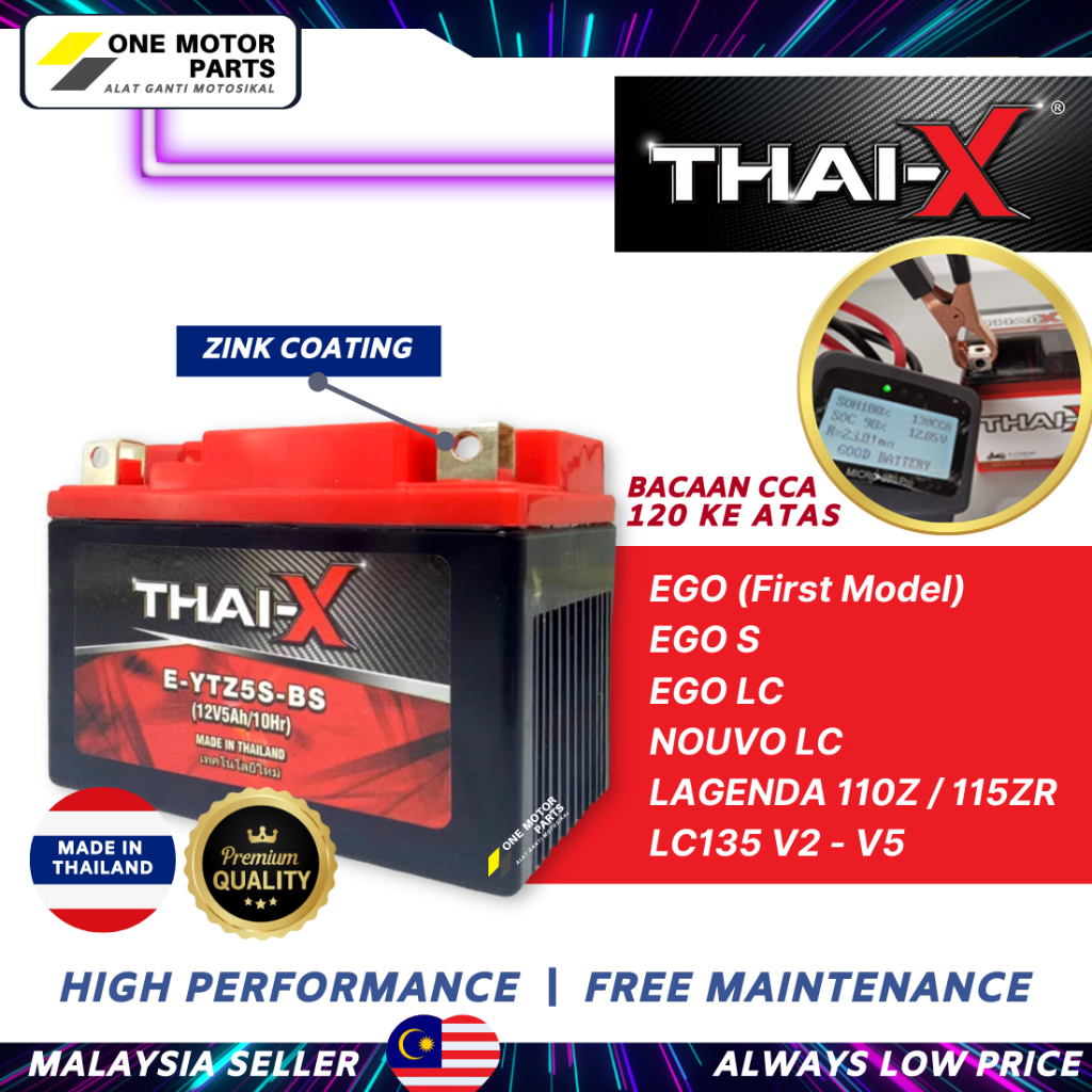 Warranty Bateri Motor THAI-X YTZ5S utk Yamaha EGO S / EGO LC / Lagenda 110Z / 115ZR / 135LC ...