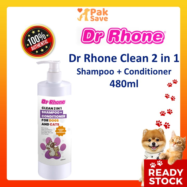 Dr Rhone Clean 2 in 1 Shampoo 480ml for Cats and Dogs - Cleans ...