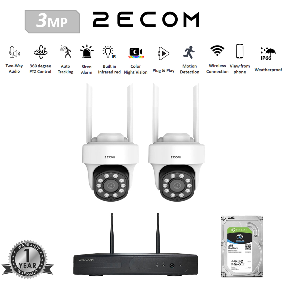 2ECOM 5MP 3MP HD Rotate Eyeball CCTV Auto Tracking 2 Way Audio Walkie ...