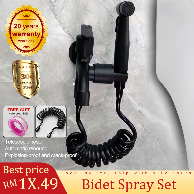 Stainless steel bidet spray set hand bidet two way tap faucet bathroom ...